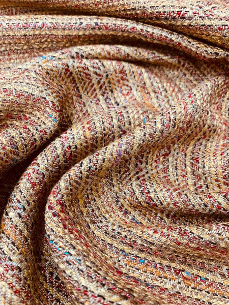 Ethnic Chevron Tweed Suiting - Orange/Tan/Multi | FABRICS & FABRICS ...