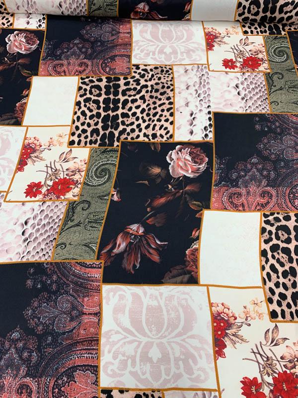 Large-Scale Multi-Pattern Collage Patchwork Printed Silk Georgette ...