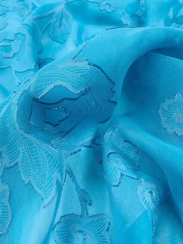 Floral Fil Coupé Silk Chiffon - Turquoise | FABRICS & FABRICS – Fabrics ...