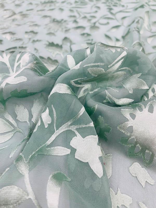 Floral Burnout Silk Chiffon - Sage | FABRICS & FABRICS – Fabrics & Fabrics
