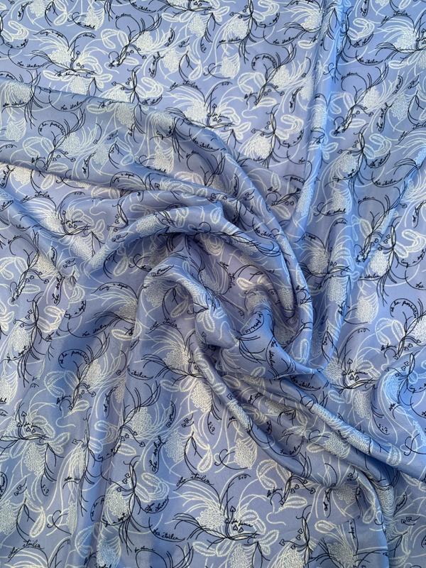 Delicate Hearts in Floral with French Script Printed Silk Habotai ...