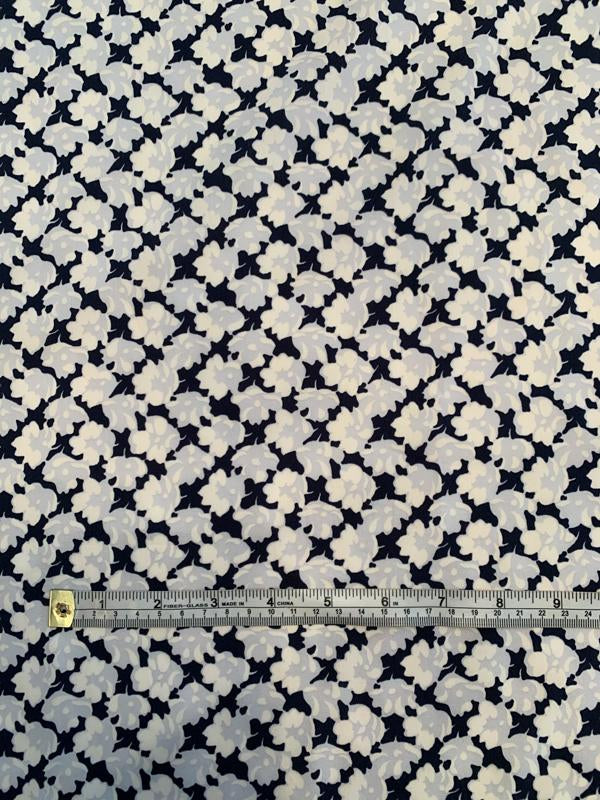 Small Floral Printed Cotton Shirting - Navy/Lilac | FABRICS & FABRICS ...