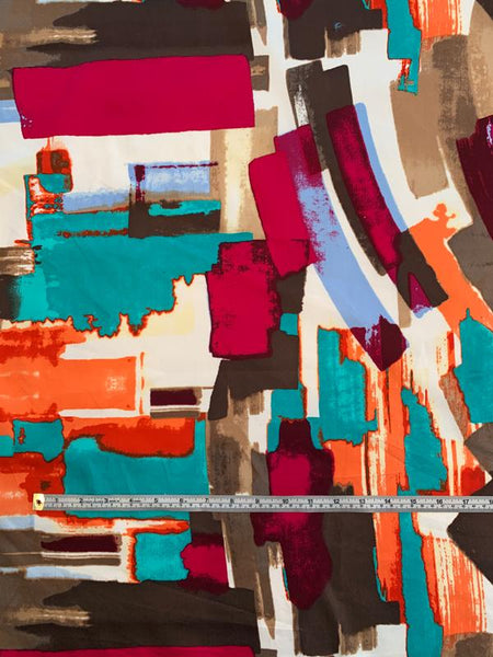 Art Collector Printed Stretch Fine Cotton Sateen - Multicolor | FABRICS ...