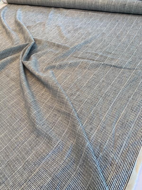 Broken Striped Yarn-Dyed Cotton Linen - Navy/White | FABRICS & FABRICS ...