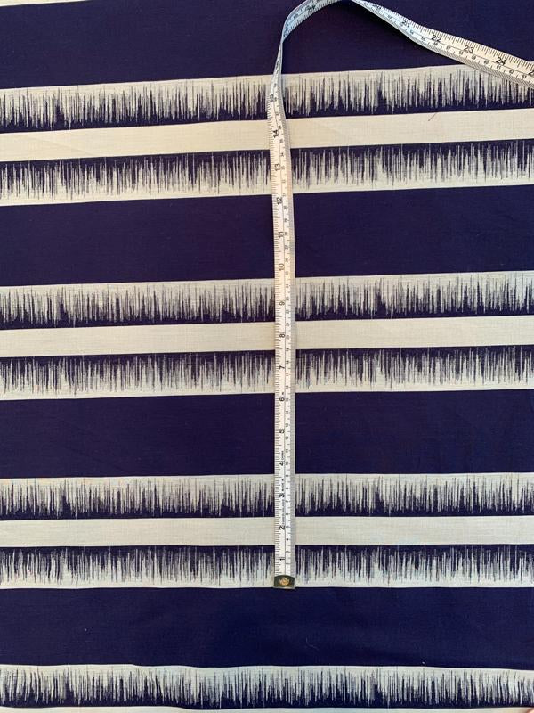 Italian Horizontal Linear Design Yarn-Dyed Cotton Suiting - Navy/Grey ...