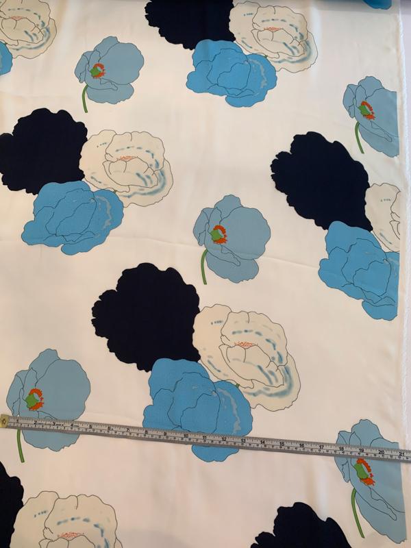 Bold Floral Printed Silk Georgette - Blue/Navy/White | FABRICS ...