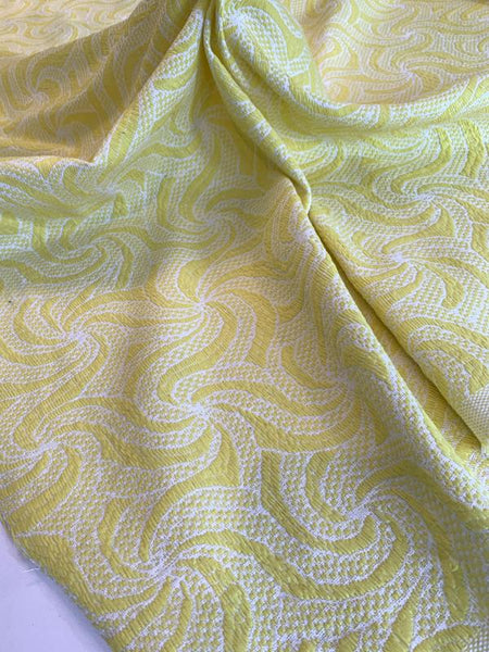 French Woven Swirl Pattern Suiting - Yellow/Off-White | FABRICS ...