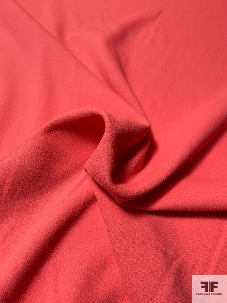 Italian Double Faced Wool Crepe with Stretch - Coral | FABRICS ...