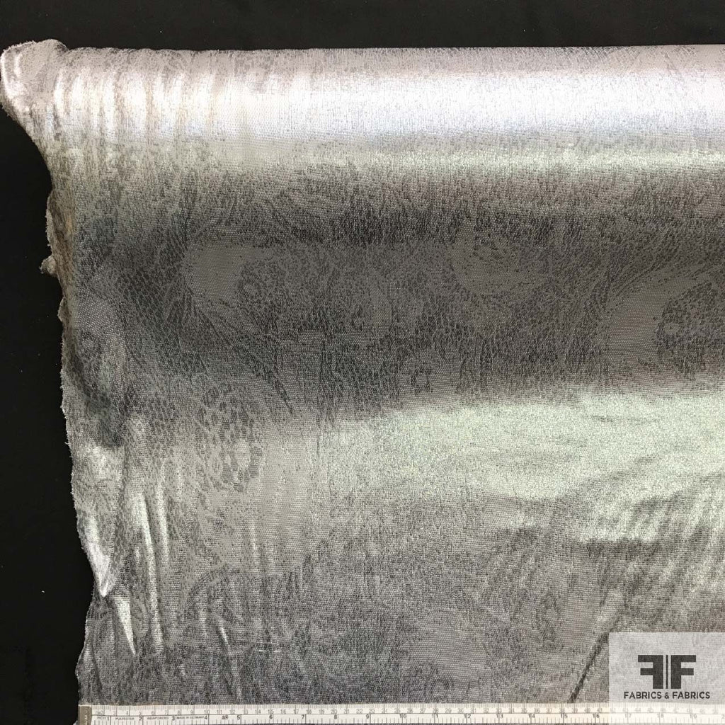 Silver/Grey Floral Lace Novelty Knit - Fabrics & Fabrics