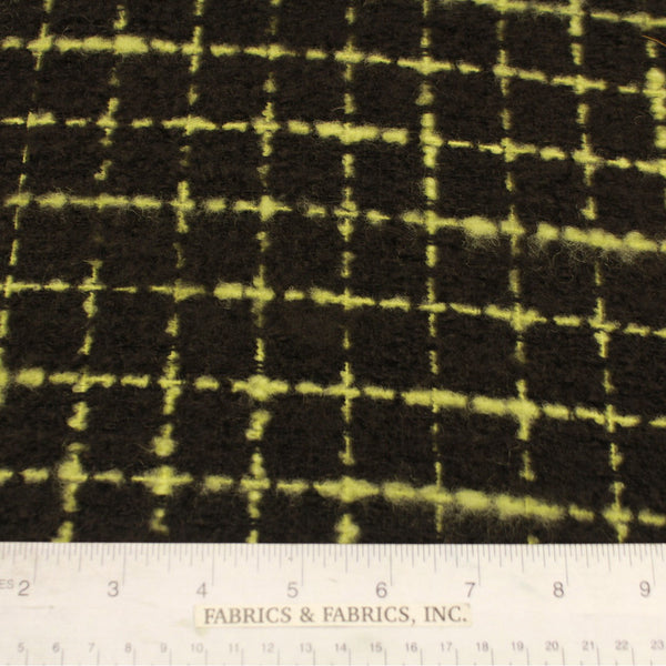 Black/Green Checkered Wool Coating - Fabrics & Fabrics