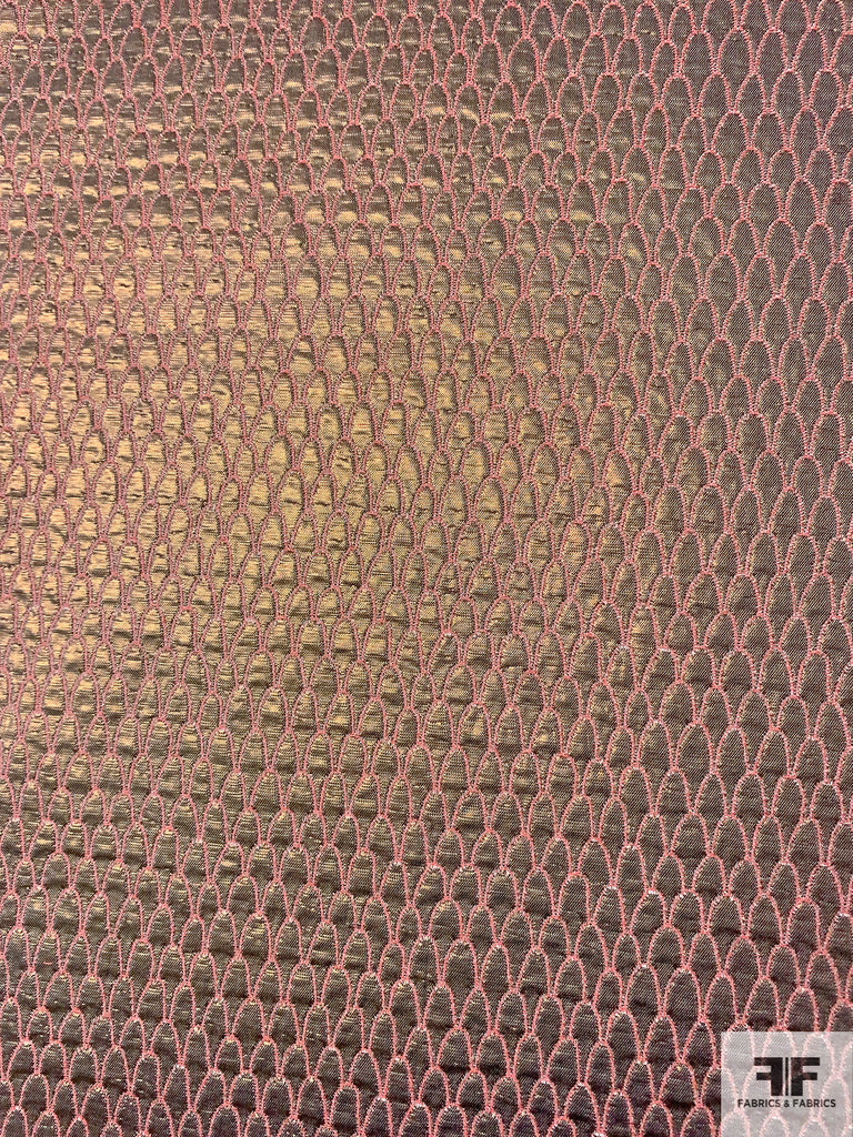 Bronze/Pink Metallic Fish-Scale Pattern Brocade - Fabrics & Fabrics