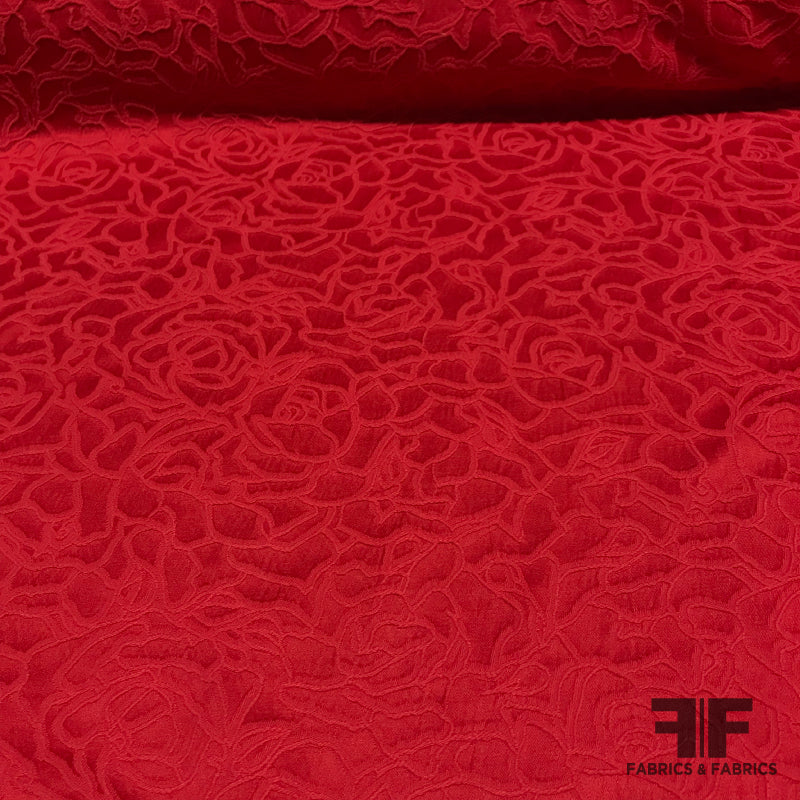 Raised Surface Roses Textured Brocade - Red – Fabrics & Fabrics