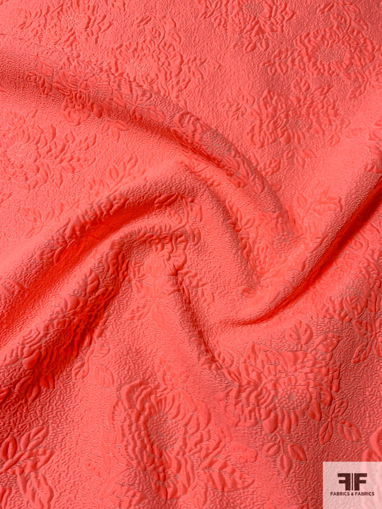 Neon Pink Floral Brocade - Fabrics & Fabrics