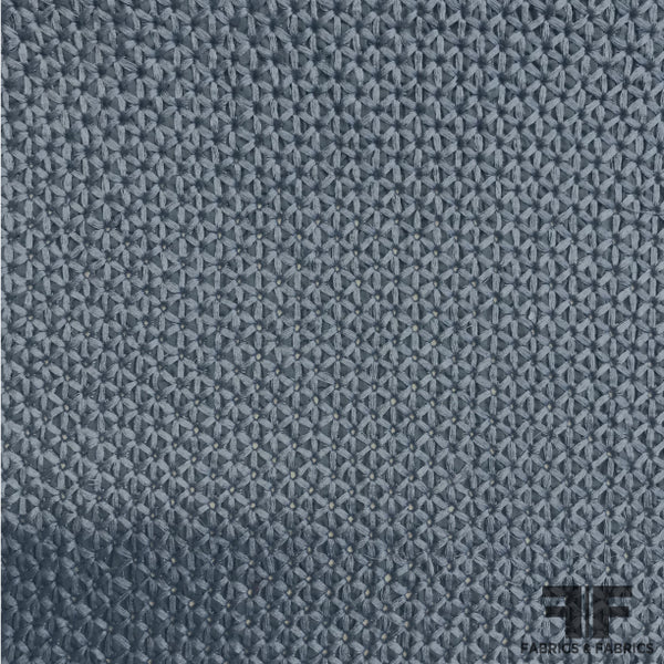 Blue Geometric Embroidered Cotton - Fabrics & Fabrics