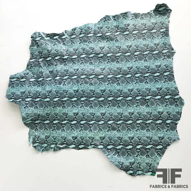 Snake Print Finished Sueded Leather - Seafoam/Black – Fabrics & Fabrics