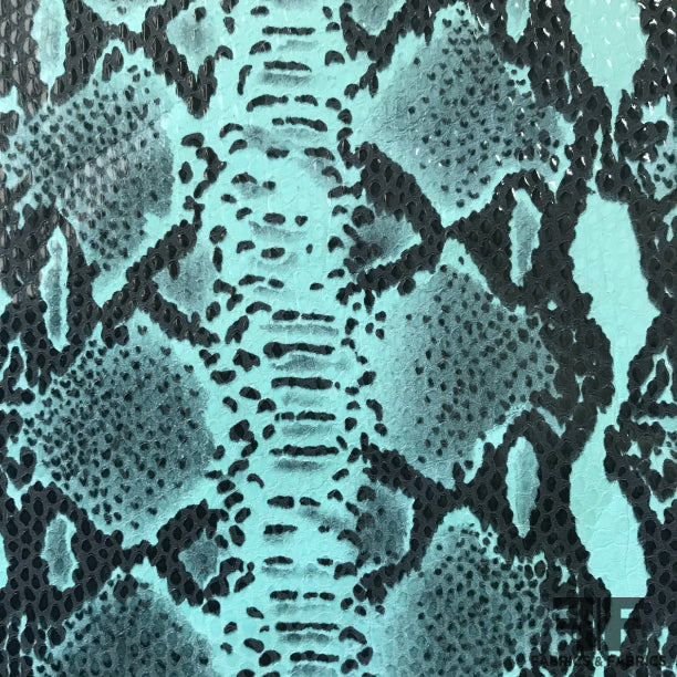 Snake Print Finished Sueded Leather - Seafoam/Black – Fabrics & Fabrics