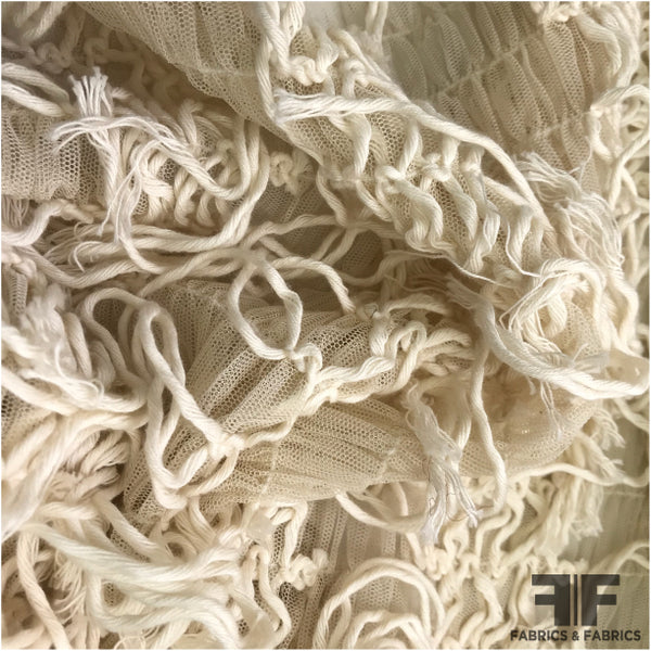 Cream Ruched Novelty Netting - Fabrics & Fabrics