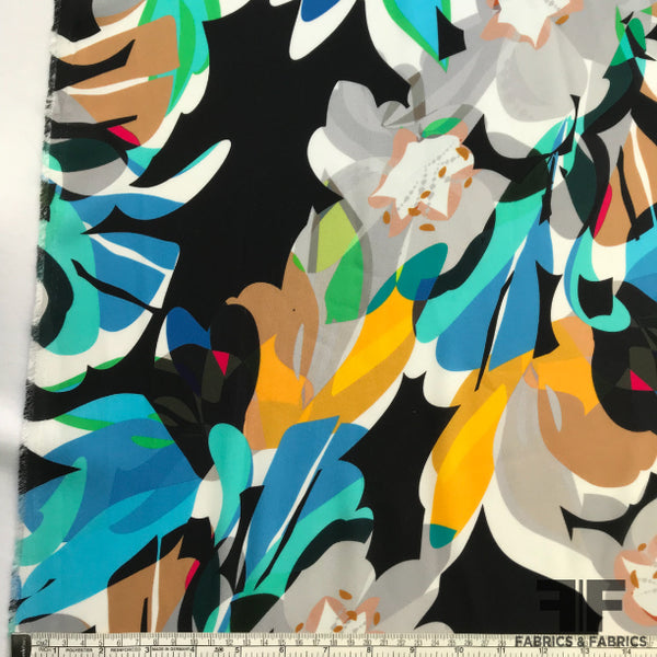 Multicolor Abstract Floral Printed Silk Georgette - Fabrics & Fabrics