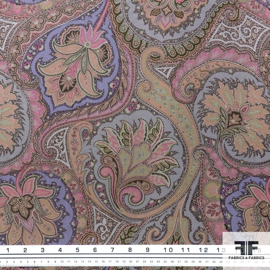 Pastel Multicolor Paisley Printed Silk Chiffon - Fabrics & Fabrics