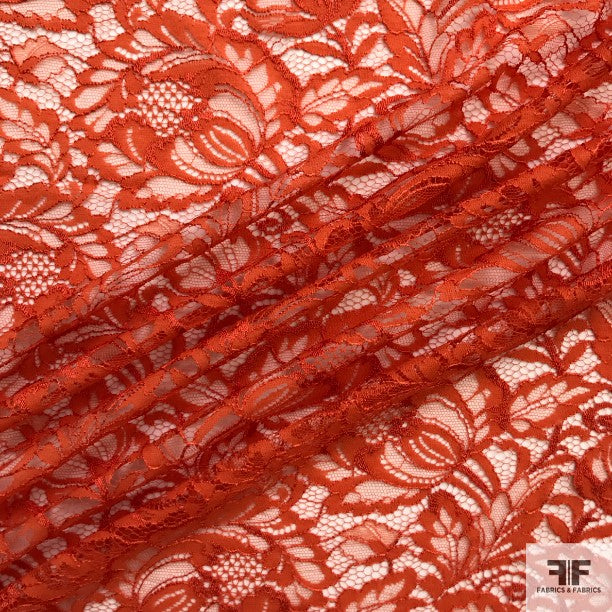 Orange Double Scalloped Leavers Lace - Fabrics & Fabrics