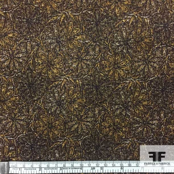 Brown/Rust/Silver Metallic Floral Brocade - Fabrics & Fabrics