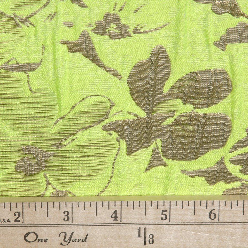 Neon Yellow/Gold Floral Metallic Brocade - Fabrics & Fabrics