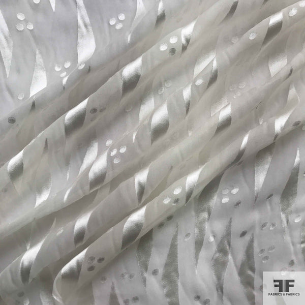 White Diamond/Dot Chiffon Burnout -Fabrics & Fabrics