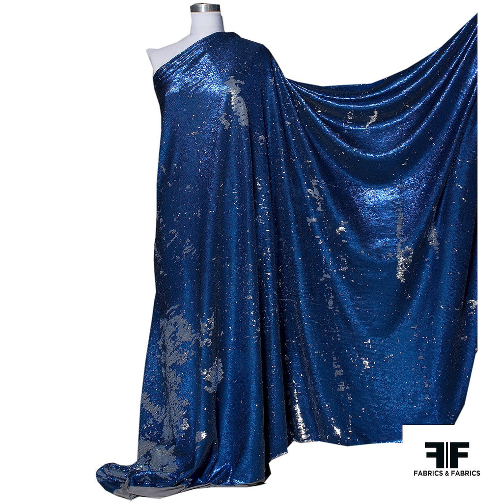 Blue/Silver Two Toned Sequins - Fabrics & Fabrics