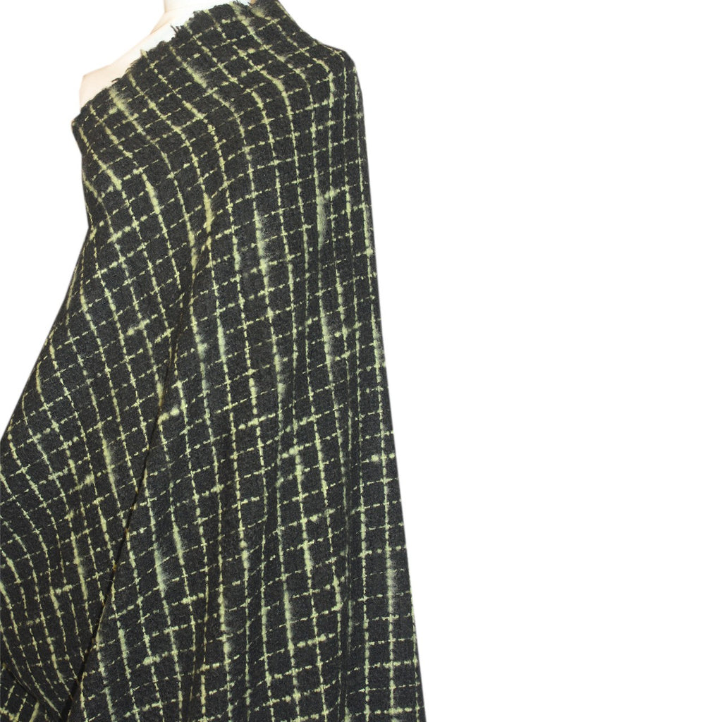 Black/Green Checkered Wool Coating - Fabrics & Fabrics